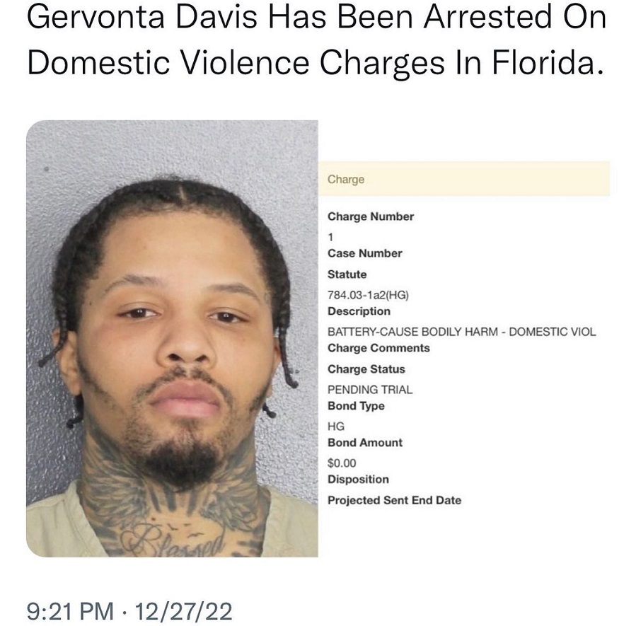 El campeón mundial ligero de la AMB, Gervonta Davis es arrestado por ...